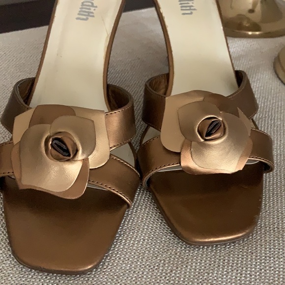 Judith | Shoes | New Judith Bronze Flower Wedge Shoes | Poshmark